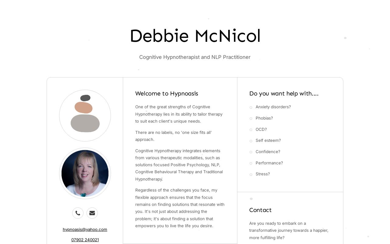 Hypnoasis, Debbie McNicol, Cognitive Hypnotherapist